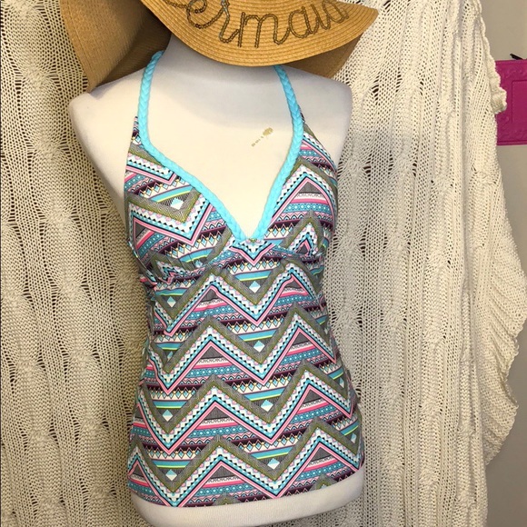 SO | Swim | Geometric Fabric Deep V Tankini | Poshmark